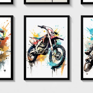 Motocross Prints Set of 6 Watercolour Dirt Bike Print Motorcycle Print ...