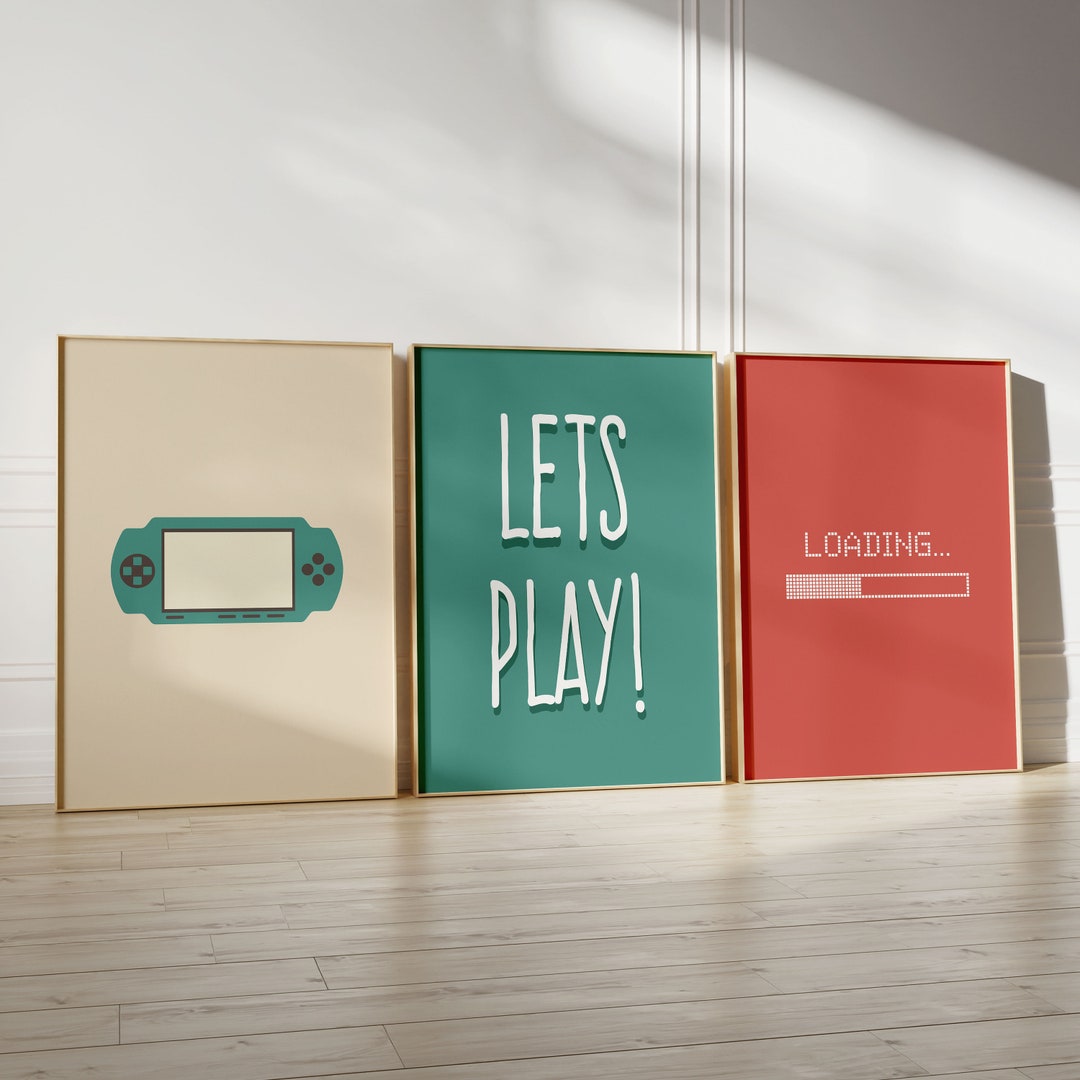 Video Game Prints, Gaming Poster, Gaming Wall Art Set of 3, Gaming Room ...