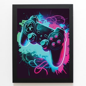 Set of 3 Neon Gaming Wall Poster | DIGITAL DOWNLOAD | Gamer Wall Art ...