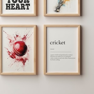Set of 6 Cricket Prints, Cricket Wall Art, Cricket Decor, Boys Bedroom ...