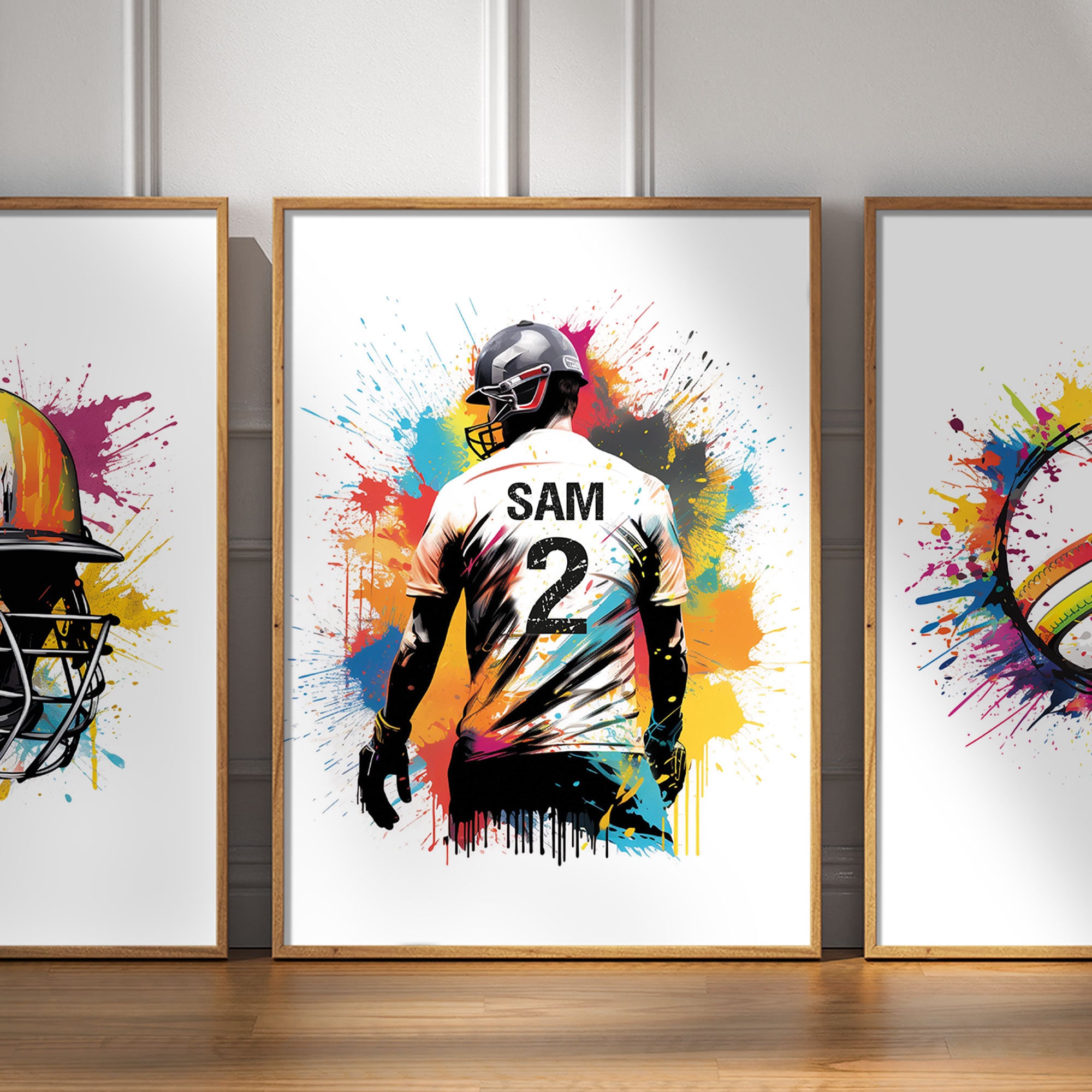 Cricket Player Poster Set, Cricket Player Gifts, Watercolor Cricket ...