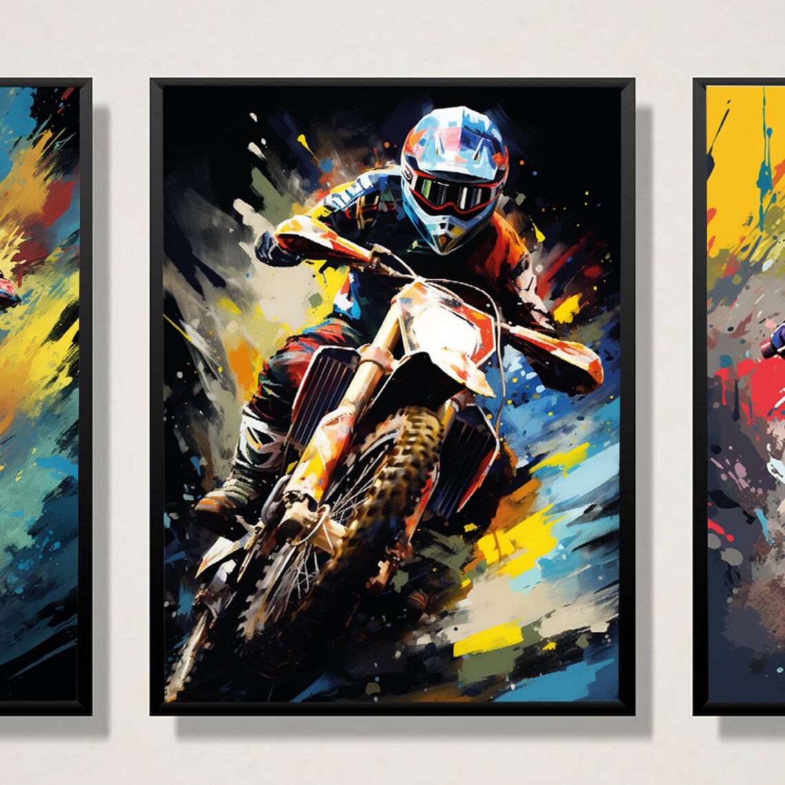 Motocross Prints, Set of 3 Dirt Bike Wall Art, Motorcycle Prints ...