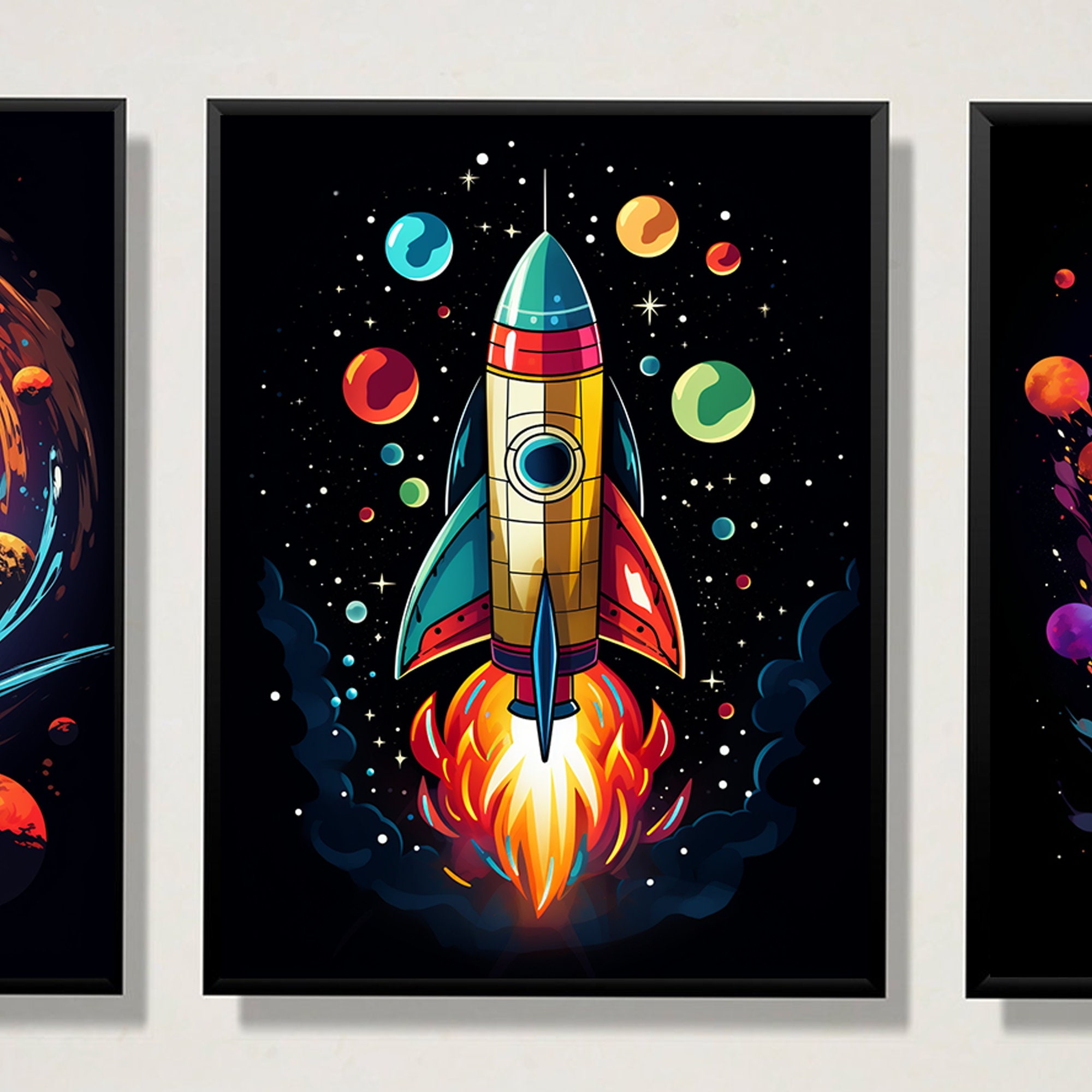 Space Art for Kids Print Series of 6 Space Themed Decor - Etsy Australia