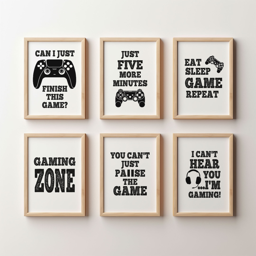 Gaming Print, Gamer Gift, Set of 6 Gaming Prints, Games Room Wall Art ...