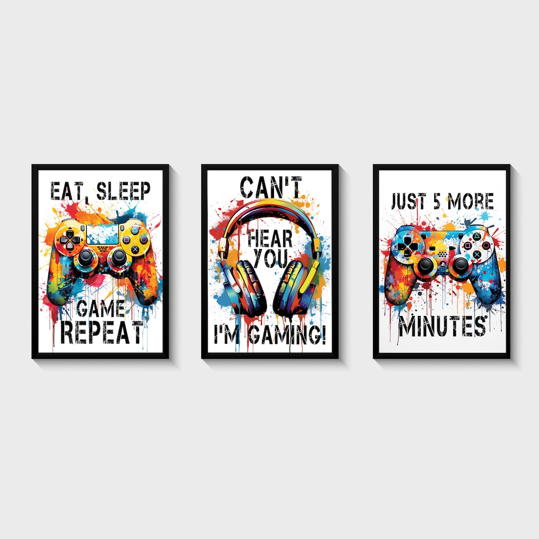 Set of 3 Gaming Prints, Gaming Poster, Gaming Prints, Gamer Decor ...