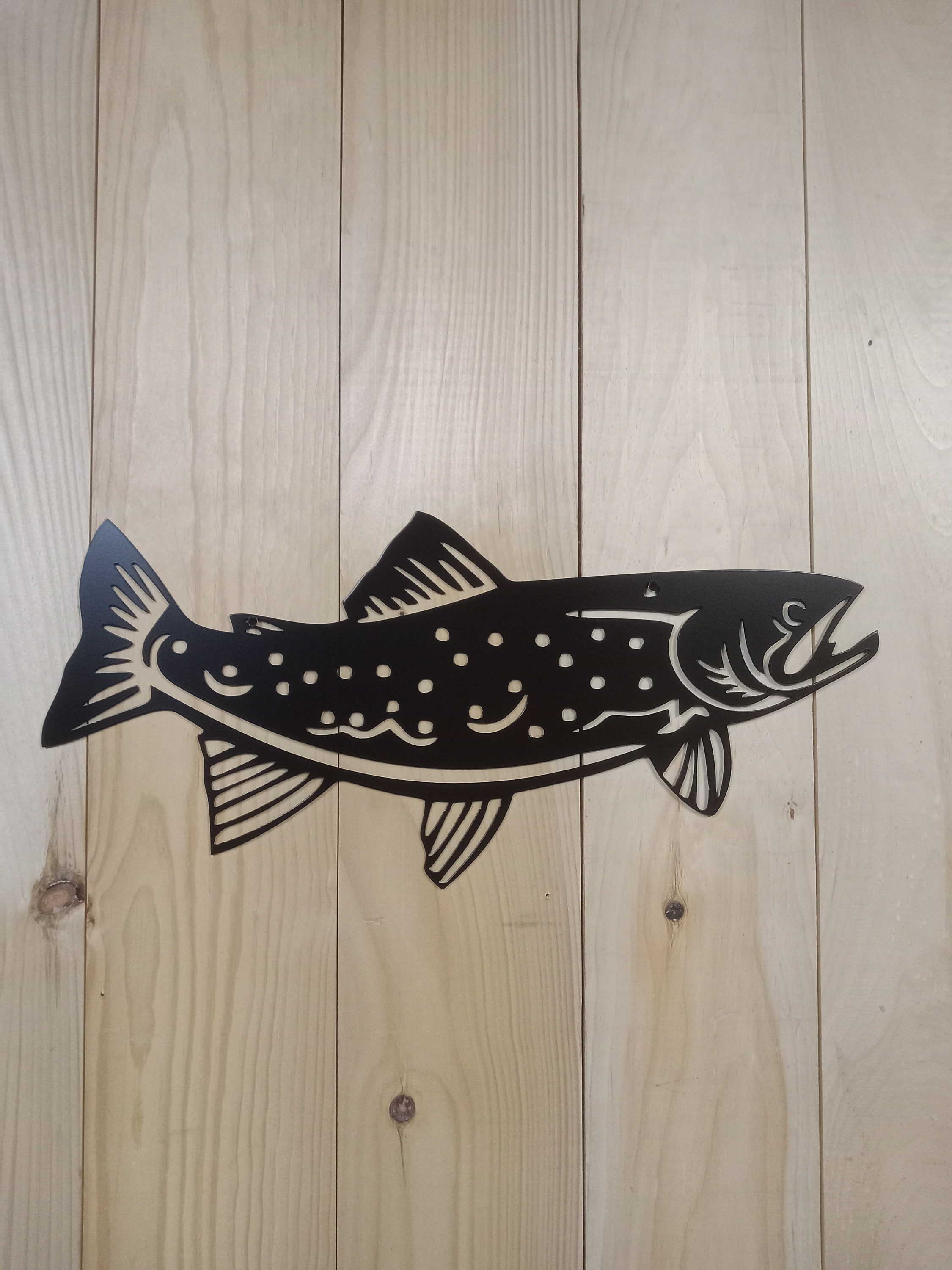 Metal Trout Sign | Fisherman Gift | Metal Wall Art | Outdoor Metal ...