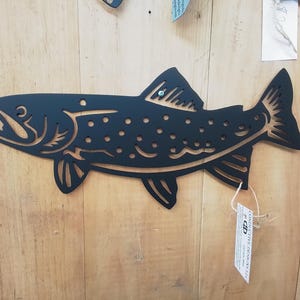Metal Trout Sign | Fisherman Gift | Metal Wall Art | Outdoor Metal ...