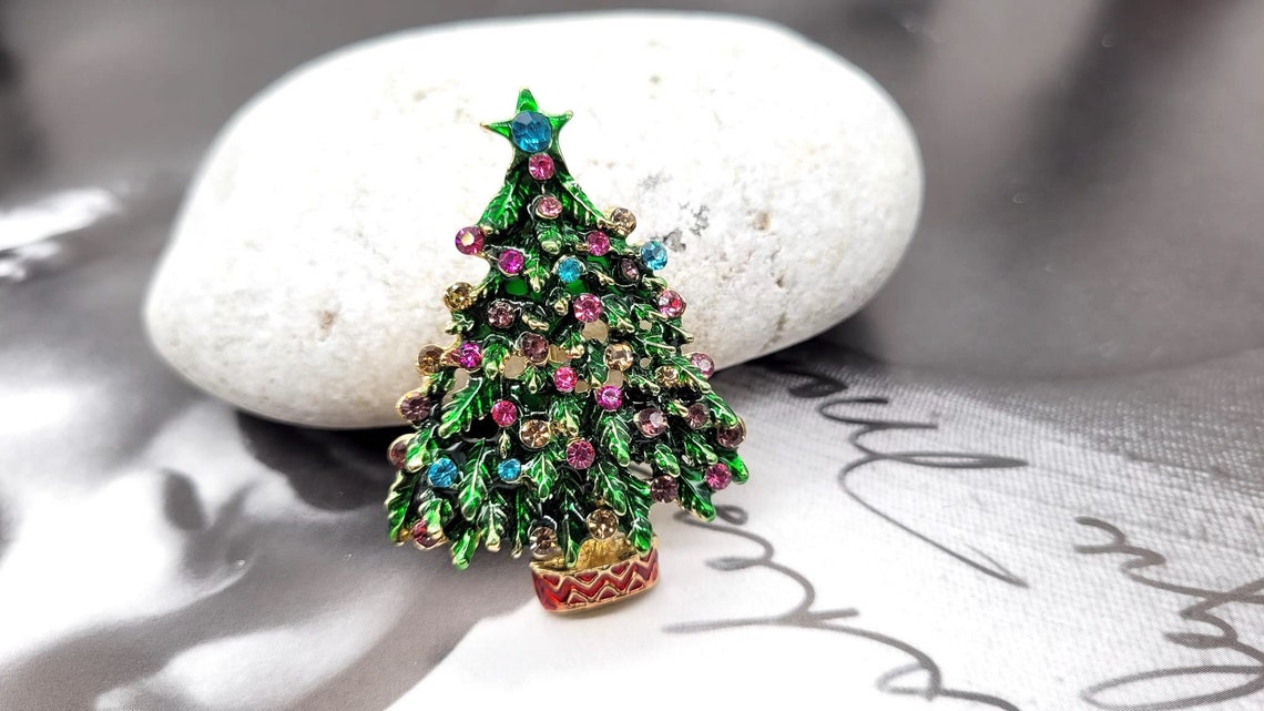 Christmas Tree Brooch, Christmas Pin, Christmas Gift, Christmas ...