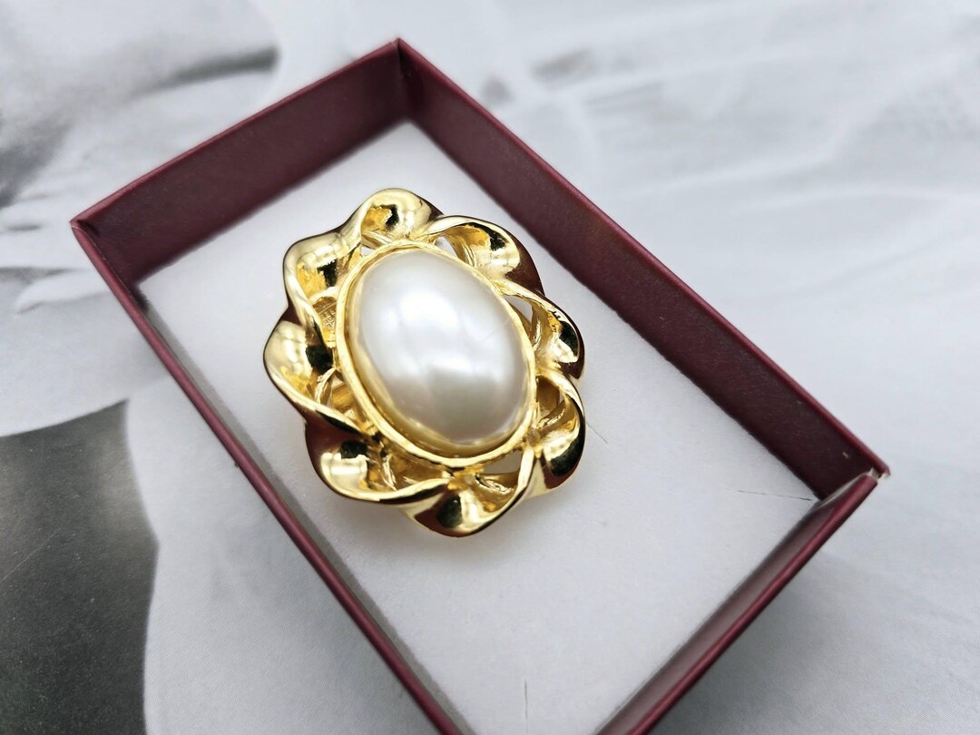 Vintage Pearl and Gold Scarf Clip, Gold Scarf Clip, Elegant Scarf Clip ...