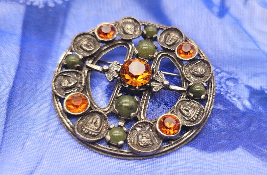 Vintage Miracle Scottish Brooch Large Cabochon Brooch Silver - Etsy