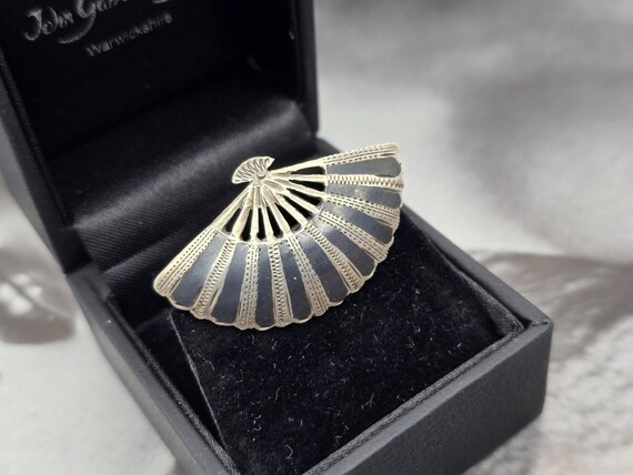 Vintage Siam sterling silver fan design Brooch, Black… - Gem