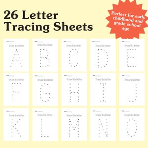 Printable Alphabet Tracing Sheets 26 Digital Download Worksheets ...