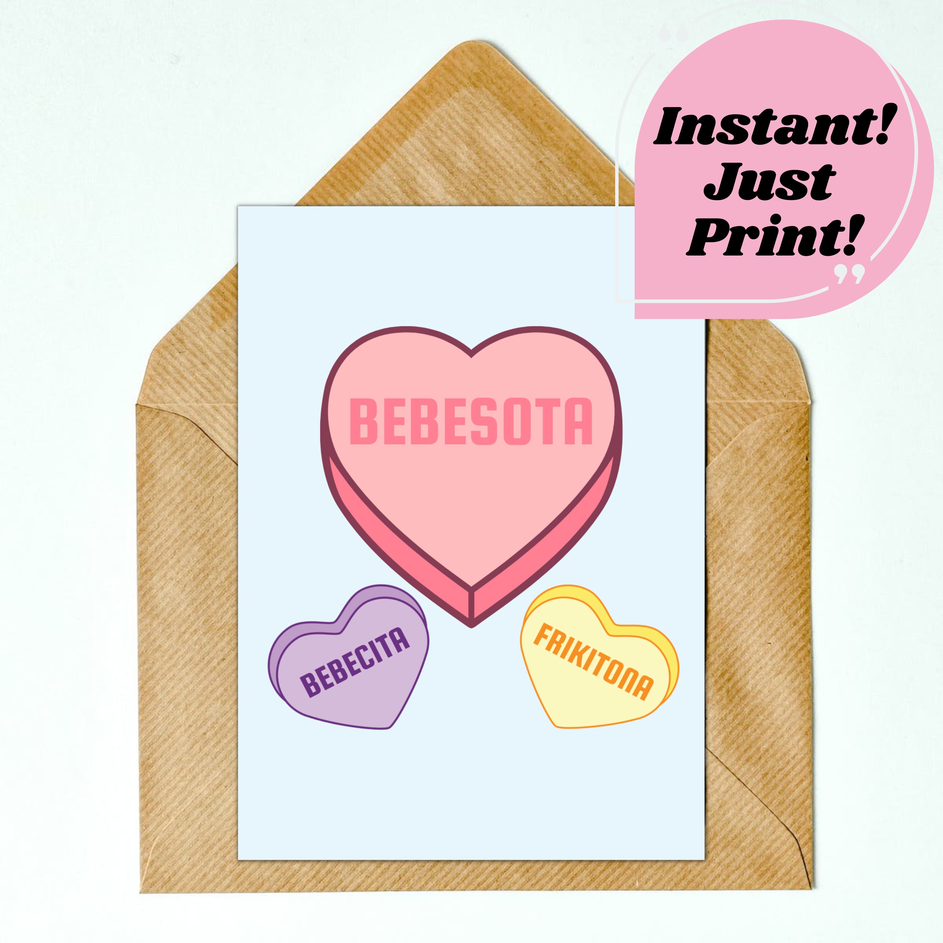 Bad Bunny Printable Valentine's Day Card Digital Download, Instant Card ...