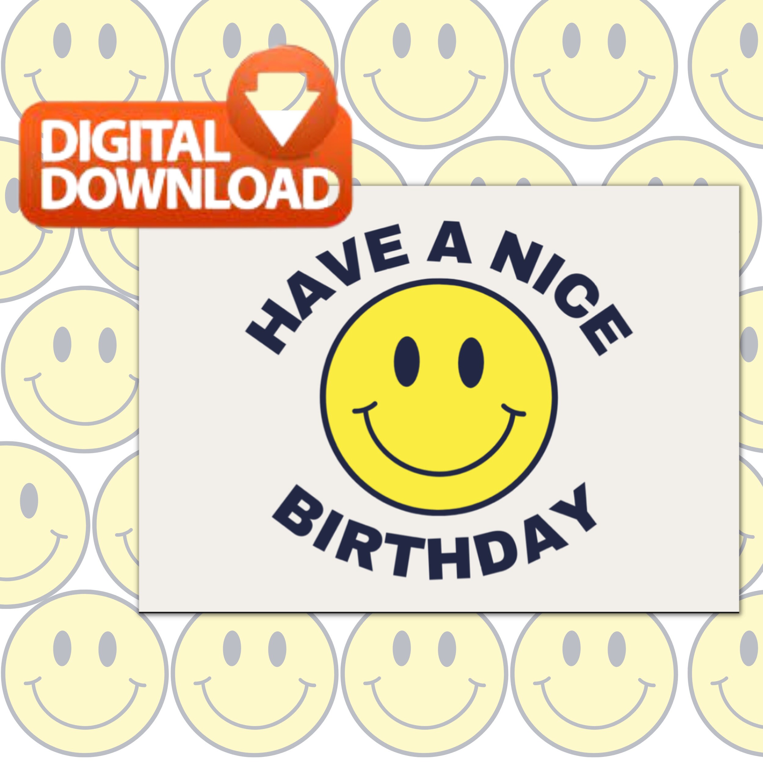 Minimalist Birthday Card (have A Nice Day, Neutral) - Digital Download ...