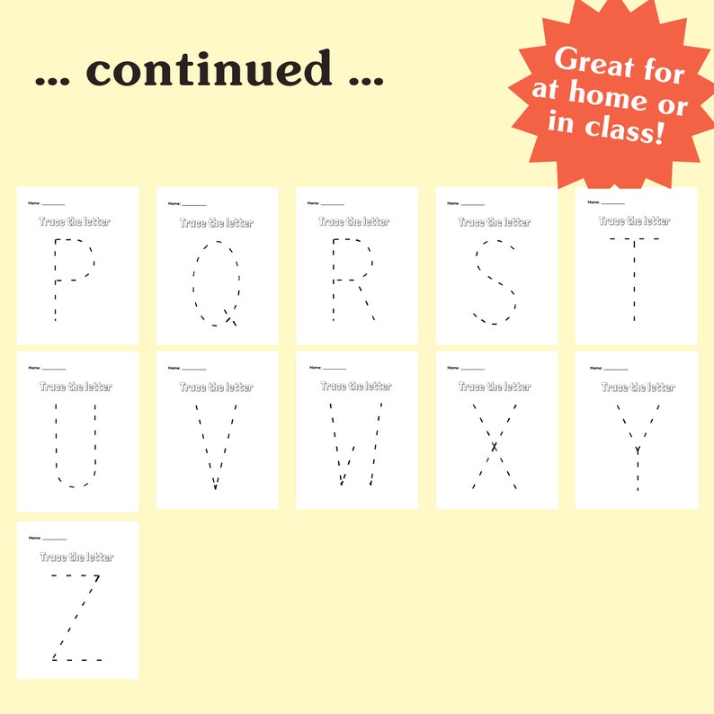 Printable Alphabet Tracing Sheets 26 Digital Download - Etsy
