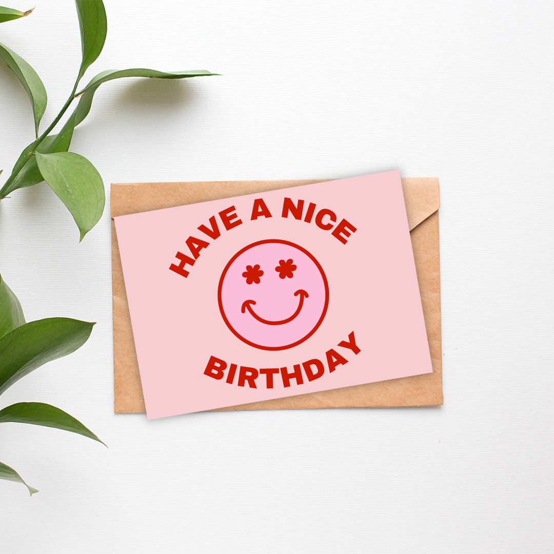 Minimalist Birthday Card have A Nice Day Pink Digital - Etsy