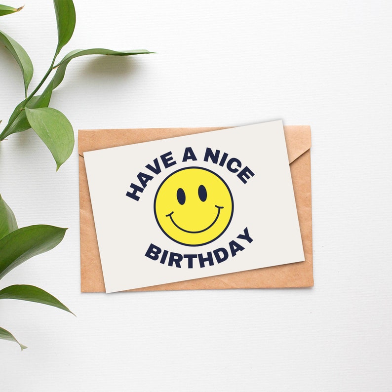 Minimalist Birthday Card (have A Nice Day, Neutral) - Digital Download ...