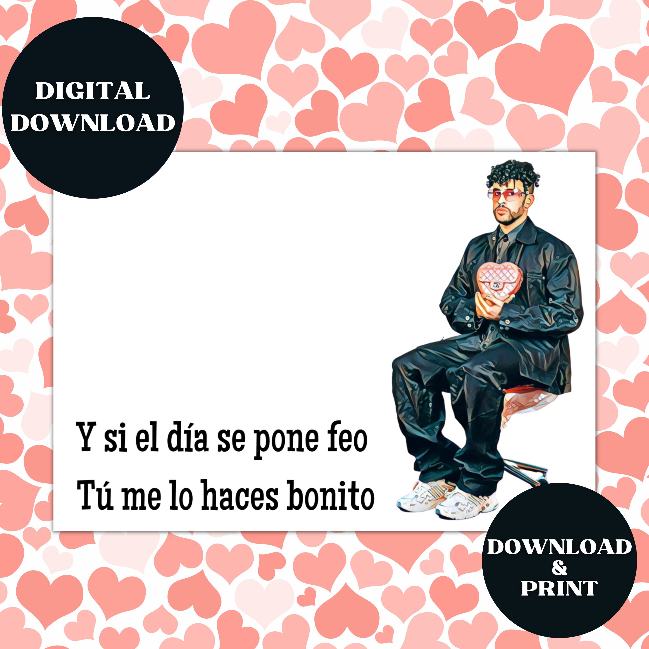 Bad Bunny Printable Valentine's Day Card | Digital Download, Instant ...