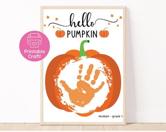 2024 Halloween Pumpkin Handprint Footprint Toddler Baby Printable Art ...