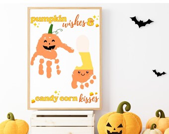 Halloween Handprint Footprint Art, Monster Halloween Craft, Halloween ...