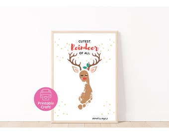 Little Reindeer - Footprint - Merry Christmas - Handprint Art ...