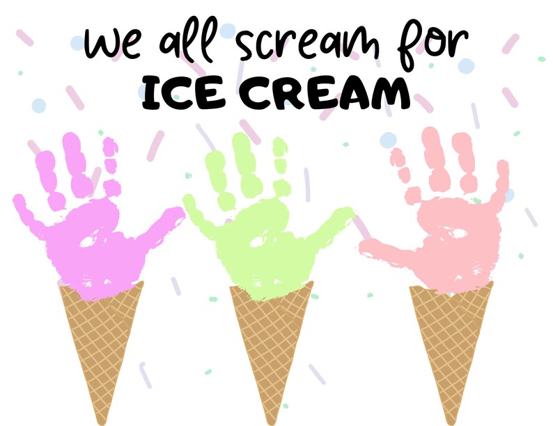 Ice Cream Handprint Art Toddler Preschool Craft Summer Craft Summer ...