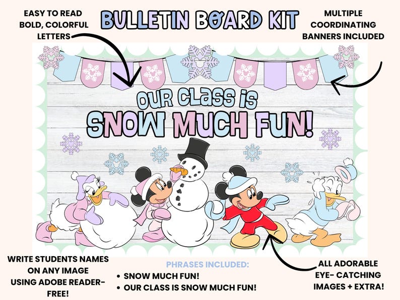 Snow Much Fun Winter Bulletin Board Kit: January Themed Classroom Decor ...