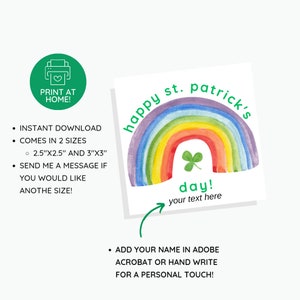 Printable Happy St Patricks Day Gift Tag, St Patricks Day SWEET Treat ...