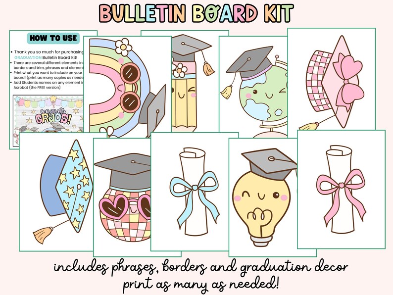 Graduation Bulletin Board Kit: Printable Classroom Decor (digital ...