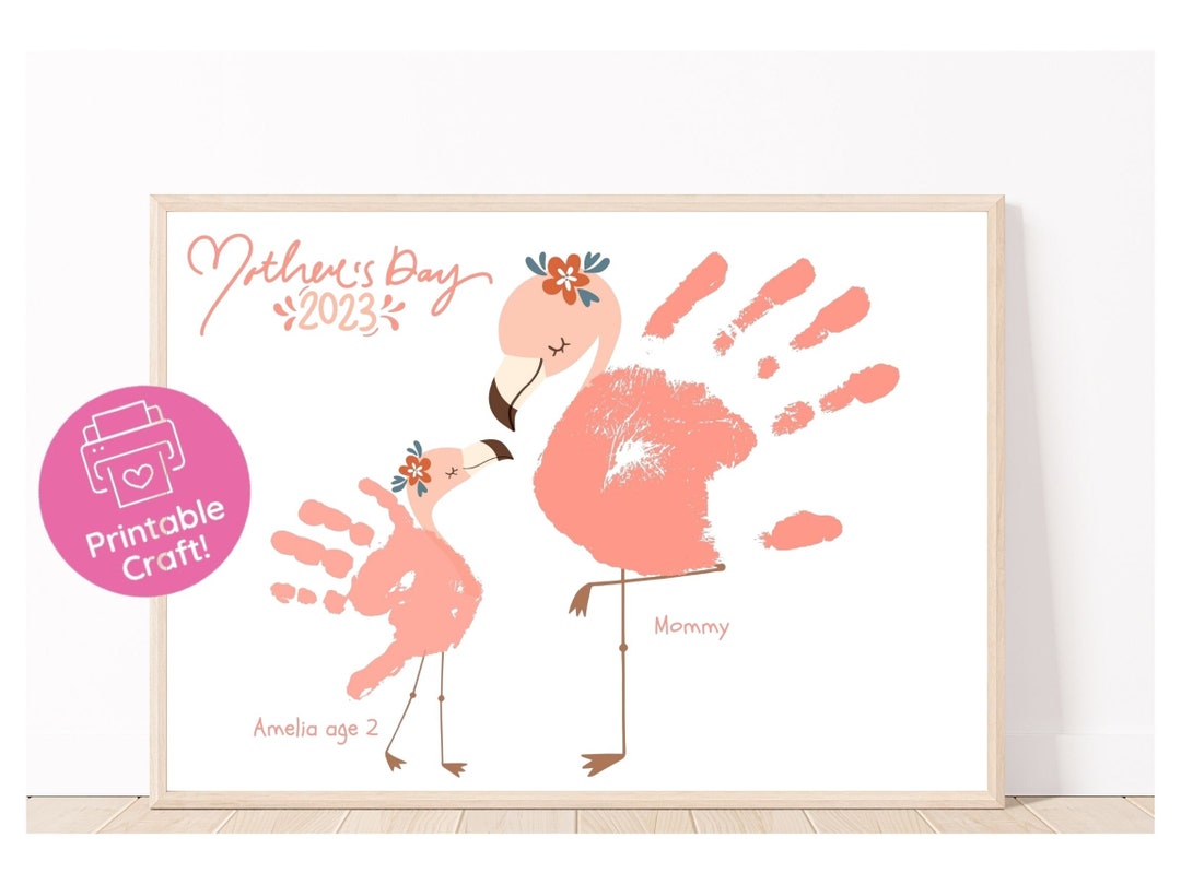 Flamingo Handprint Art for Mothers Day, 5 Minute Craft for Mothers Day ...
