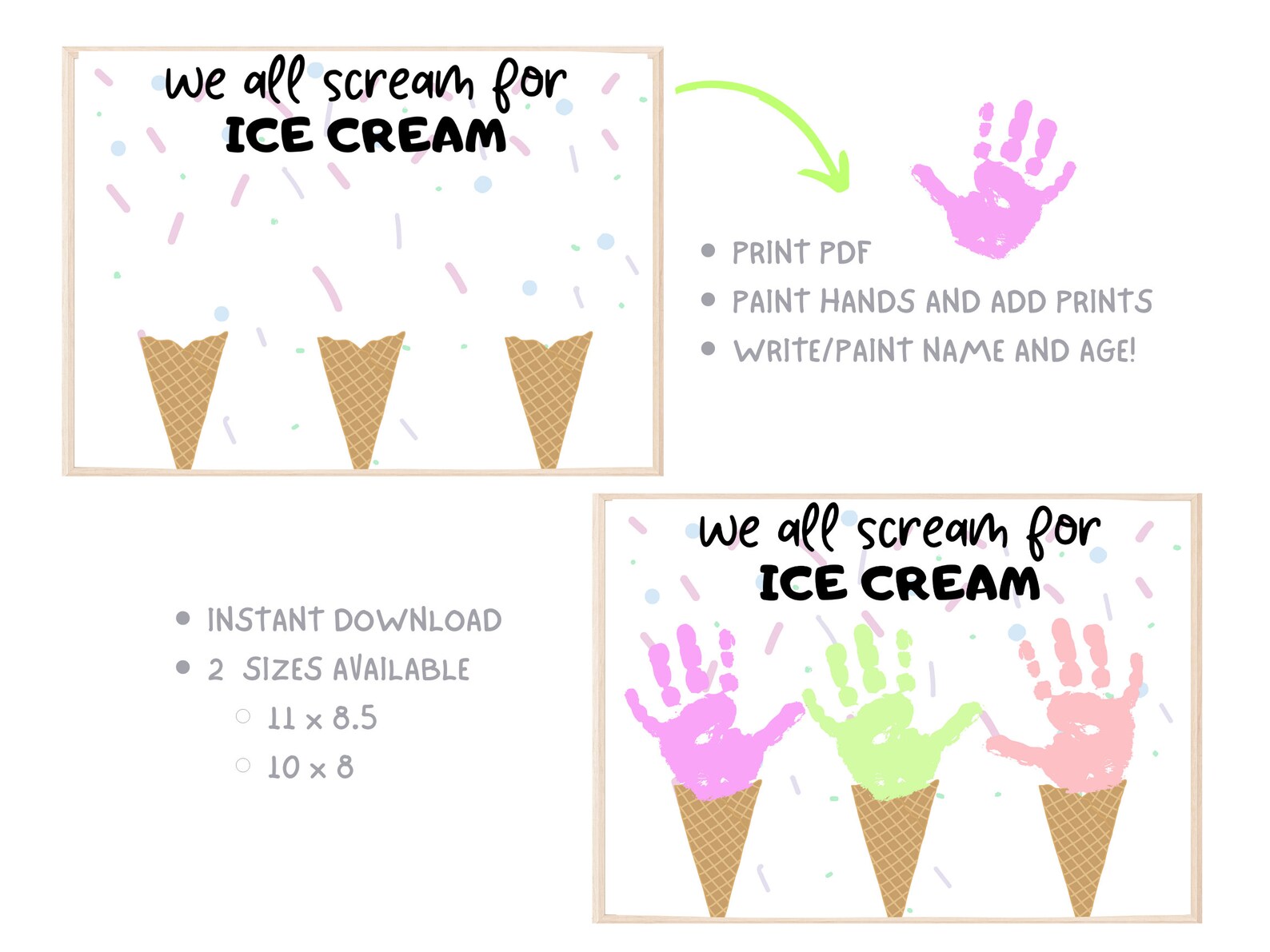 Ice Cream Handprint Art Toddler Preschool Craft Summer Craft Summer ...
