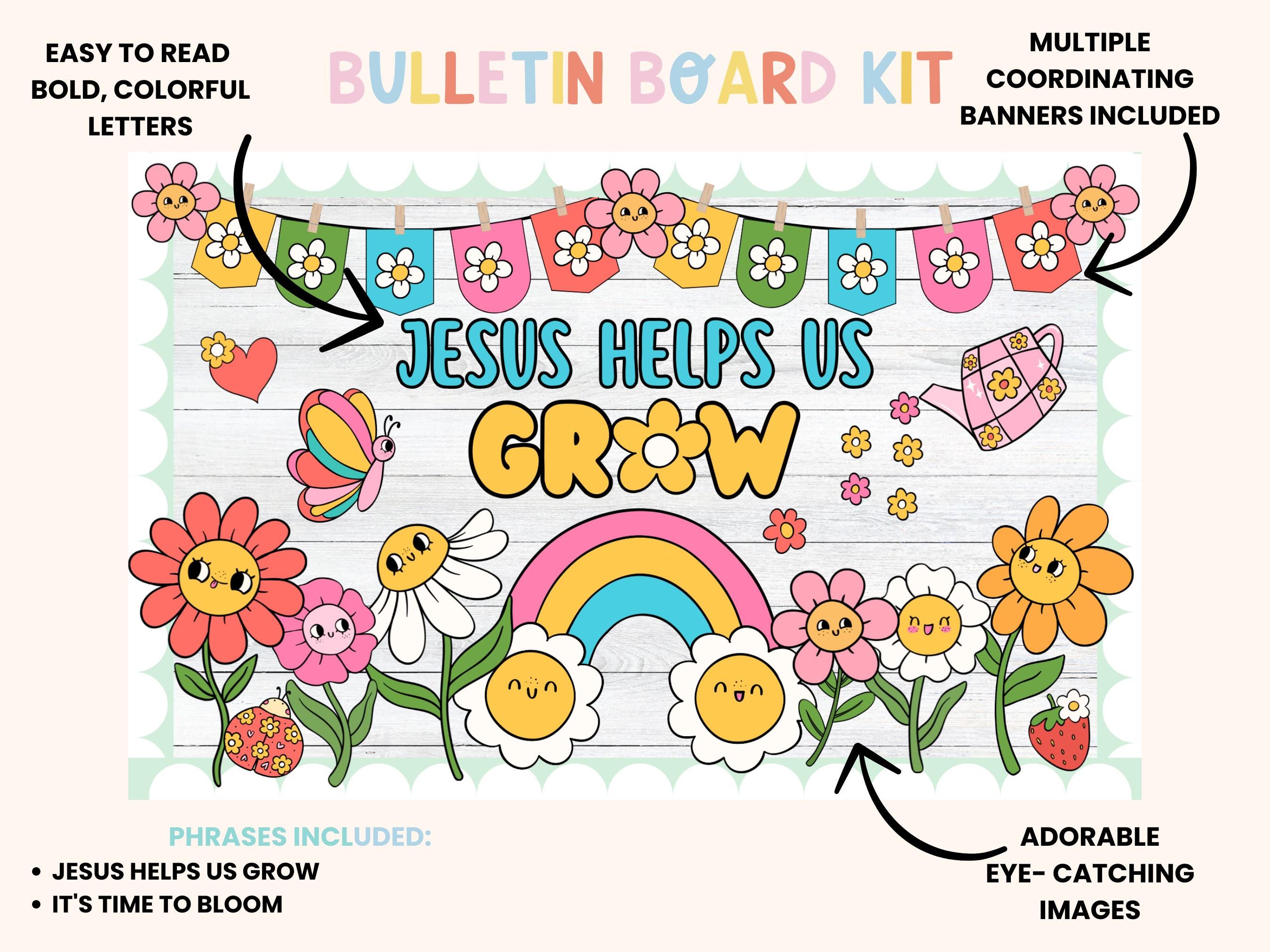Christian Easter Bulletin Board Kit: Spring Church Decor (digital ...