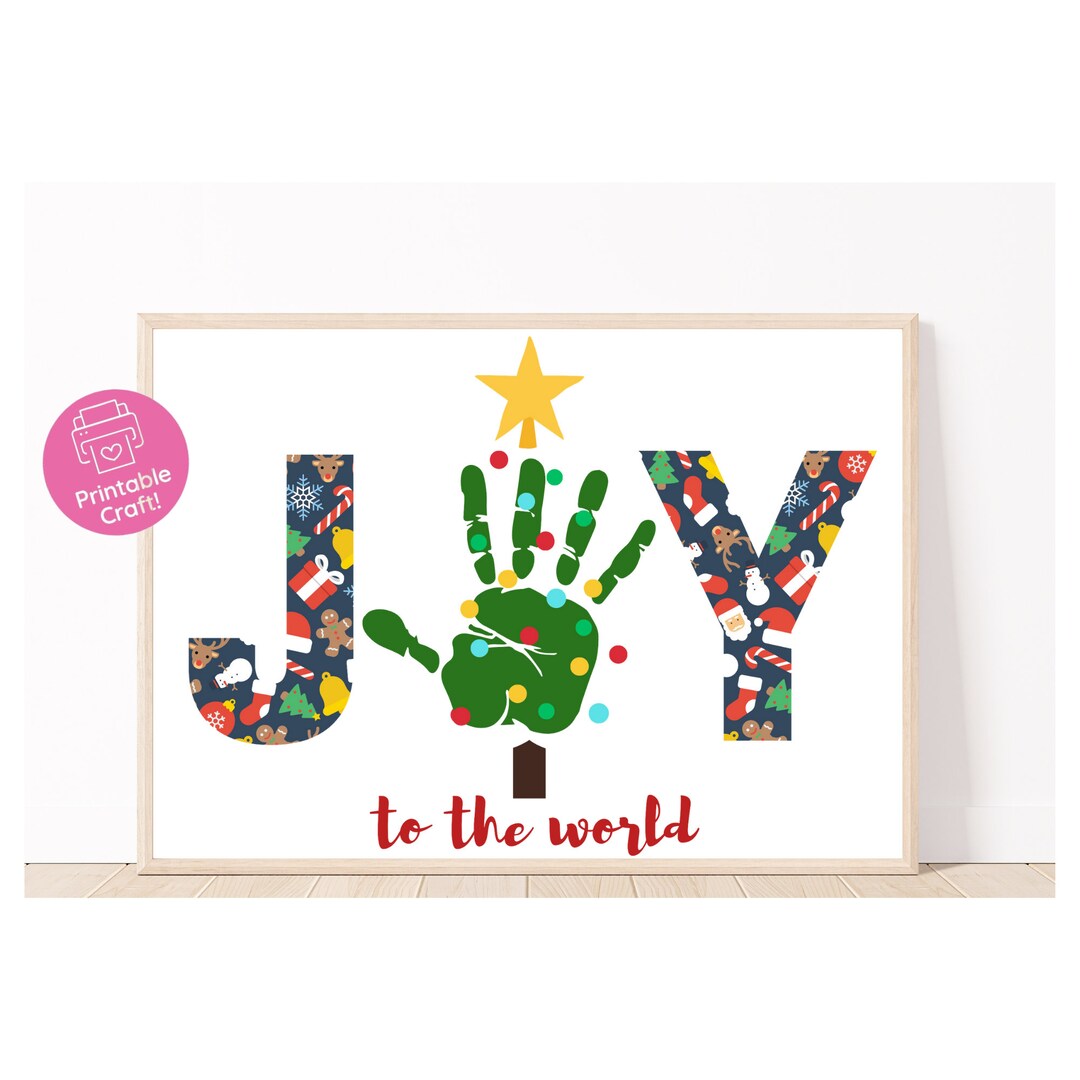 JOY Christmas Tree Handprint Art, Preschool Handprint Art Craft ...