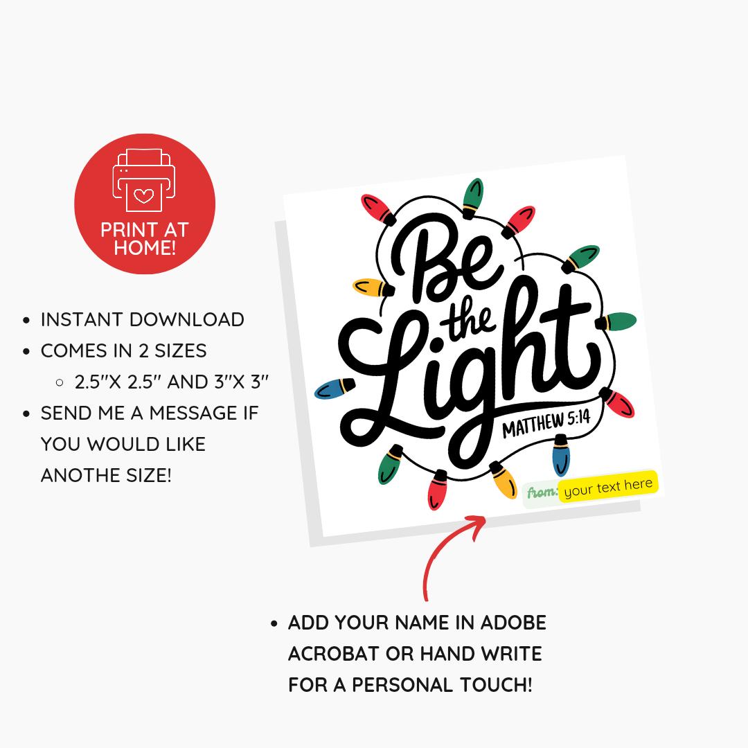 Be the Light Christmas Tag, LDS Printable (digital Download) - Etsy