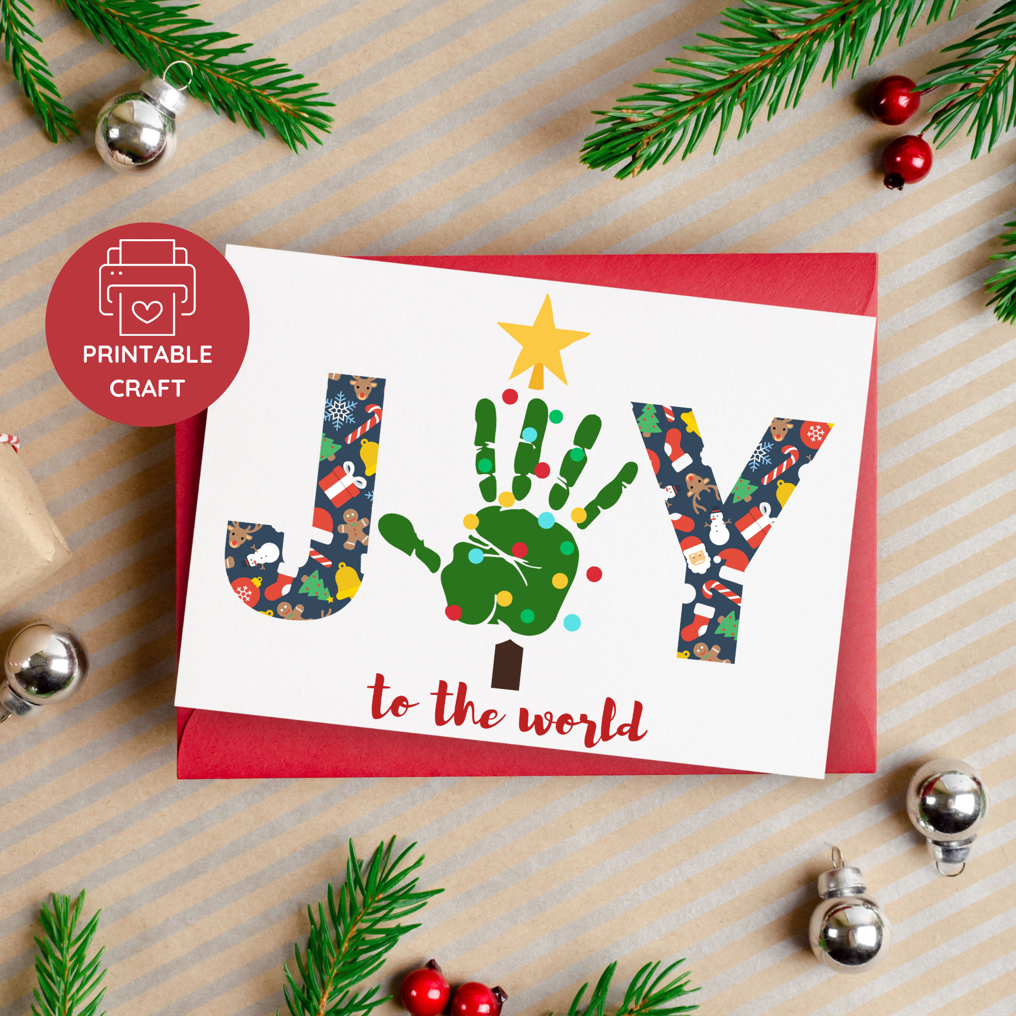 JOY Christmas Tree Handprint Art, Preschool Handprint Art Craft ...