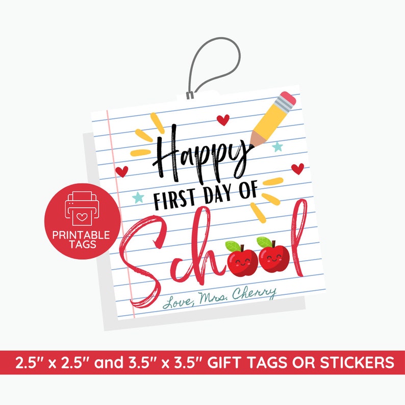 Happy First Day of School Tags, First Day of School Gift Tag, Back to ...