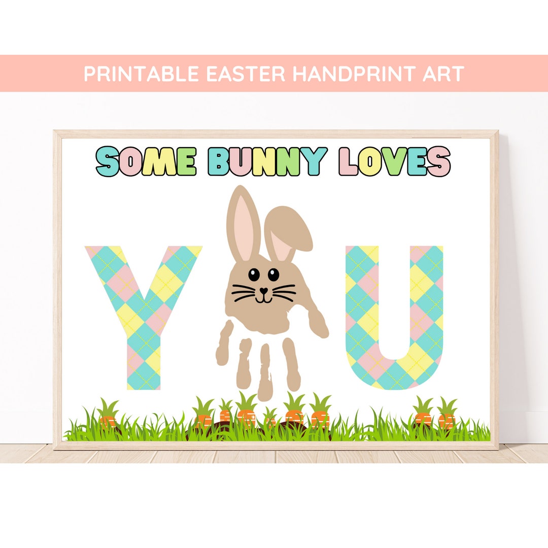 Easter HANDPRINT ART, Printable Easter Bunny Handprint Craft, Easter ...