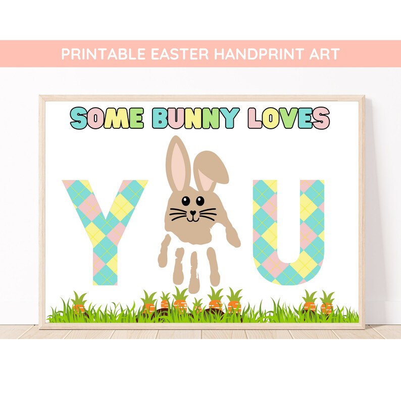 Easter HANDPRINT ART, Printable Easter Bunny Handprint Craft, Easter ...