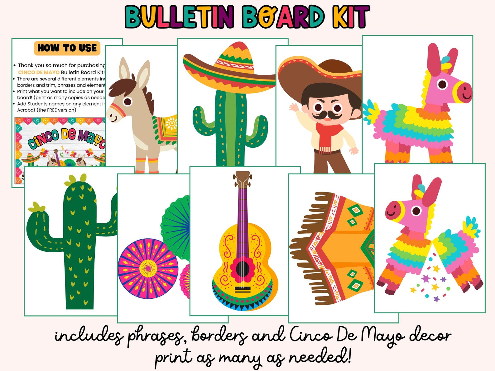 Cinco De Mayo Bulletin Board Kit: Fiesta Classroom Decor (digital ...