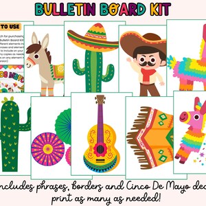 Cinco De Mayo Bulletin Board Kit, May Bulletin Board, Fiesta Classroom ...
