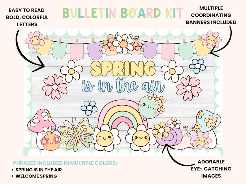 Spring Bulletin Board Kit: Classroom Decor (digital Download) - Etsy