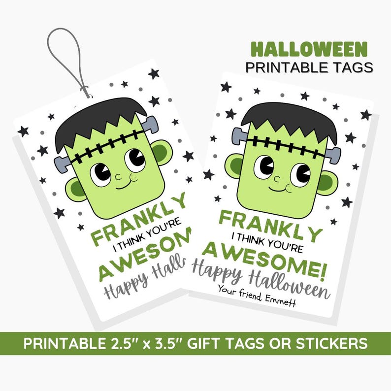 Halloween Gift Tags, Printable Cookie Favor Tags (PDF) - Etsy