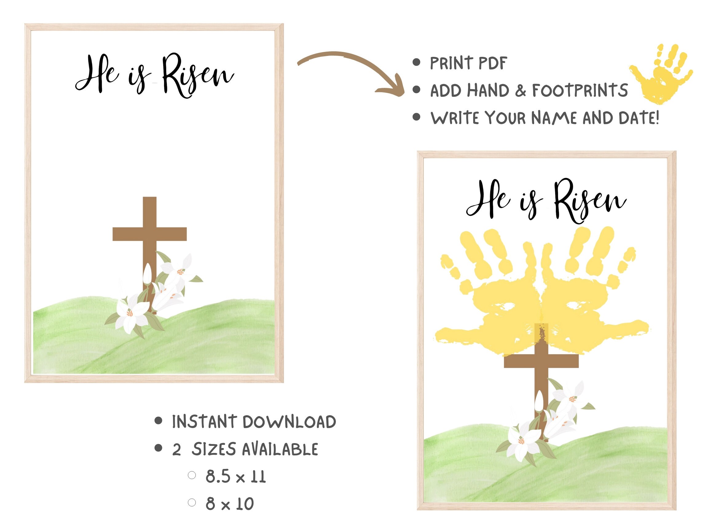 He is Risen Easter Handprint Art, Easter Handprint Craft for Kids ...