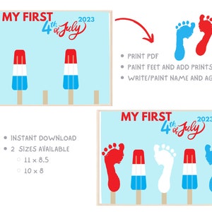 My First 4th of July Footprint Craft | Fourth of July Handprint Art ...