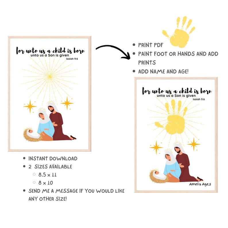 Baby Jesus Christmas Craft, Printable Nativity Christmas Handprint Art ...