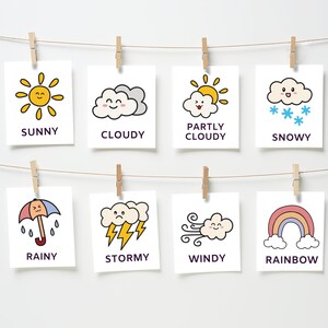 8 Weather Cards | Preschool Weather Chart | Montessori Flashcards ...