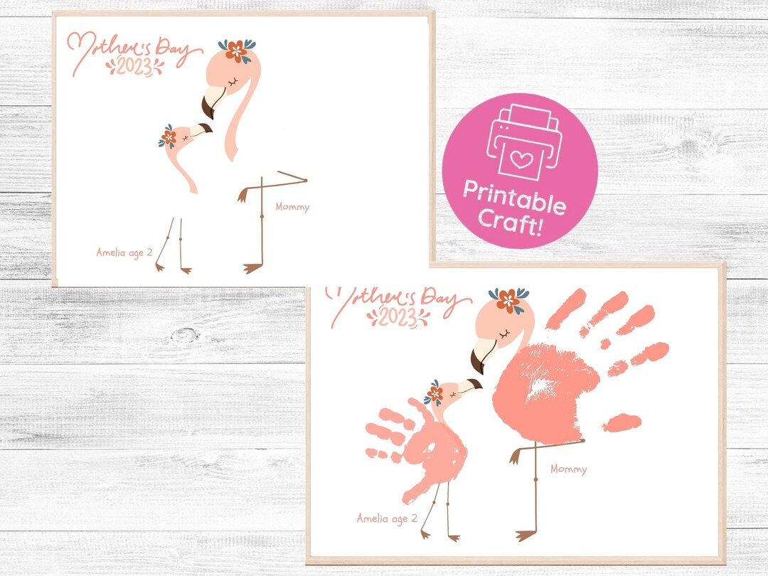 5 Minute Craft for Mothers Day, Flamingo Handprint Art for Mothers Day ...