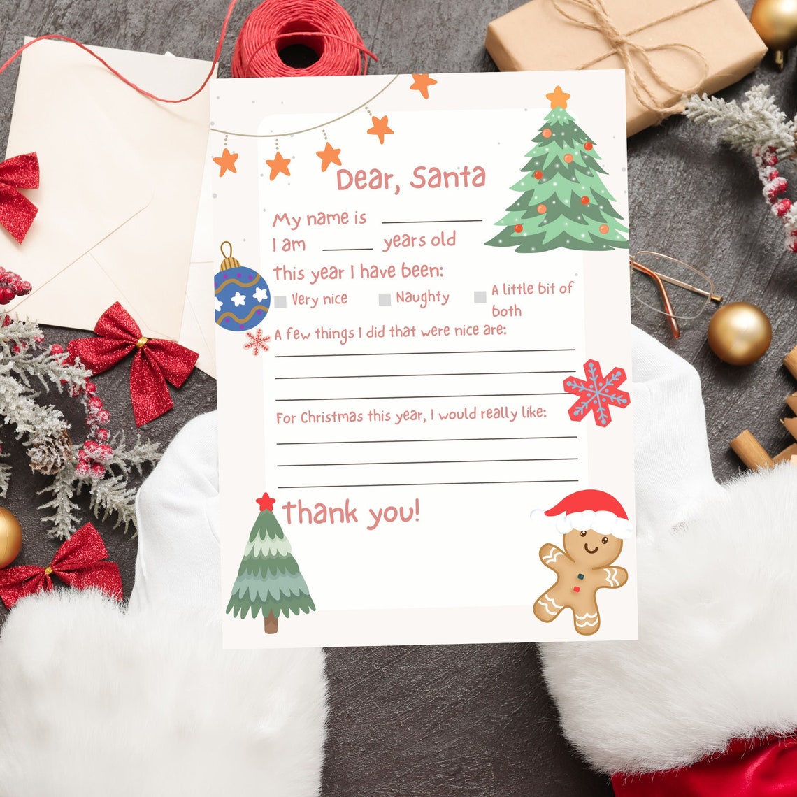 Letter to Santa, Printable Letter to Santa, Christmas Wish List ...