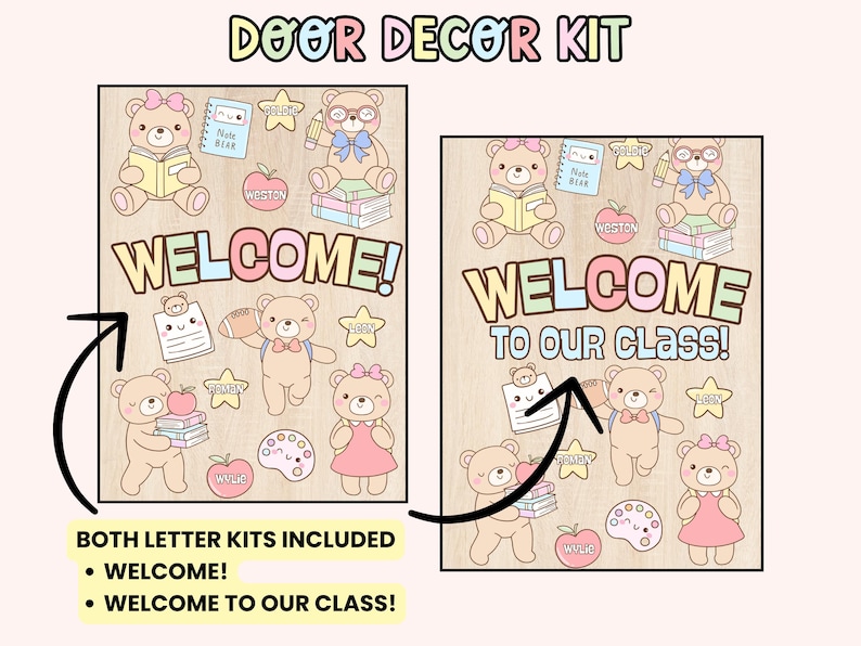 Editable Classroom Door Decor Kit: Welcome Back to School Bears ...