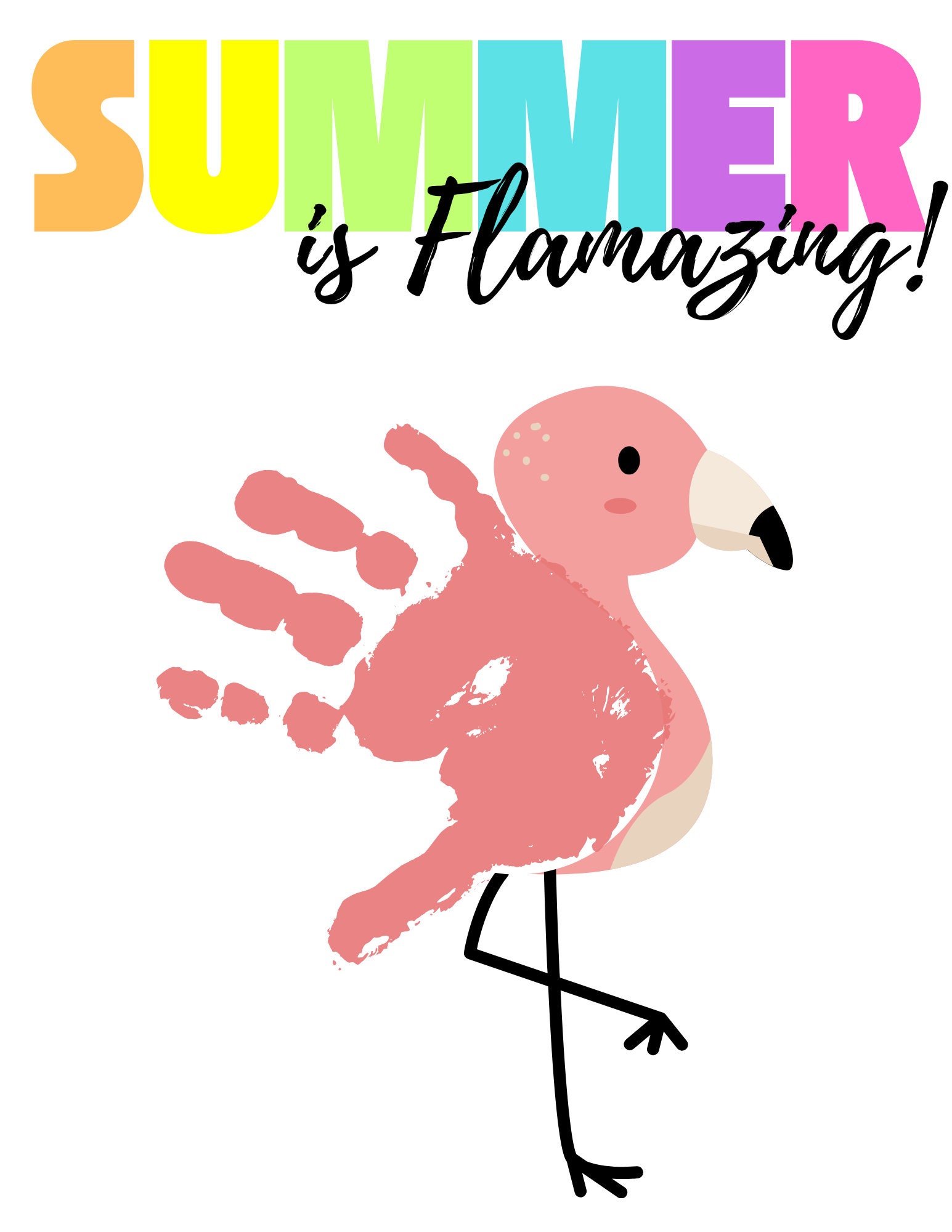 Flamingo Handprint Craft for Kids Summer Handprint Craft Summer Craft ...